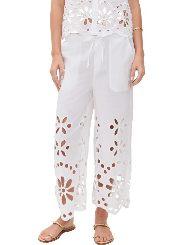 Splendid Emma Eyelet Pants - White