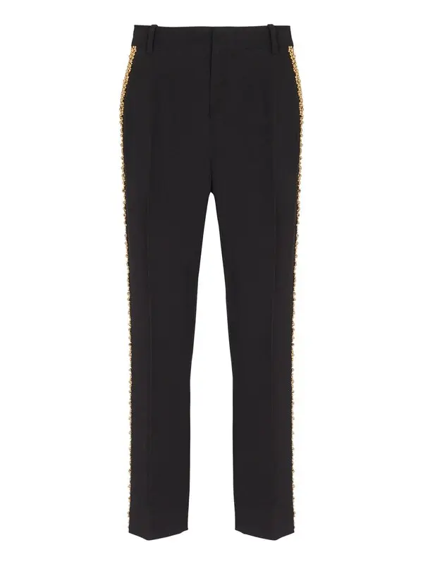 Balmain Embellished Slim Tailored Trousers - Black