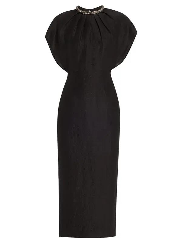Roland Mouret Diamante Neck Midi Dress - Black