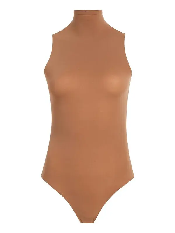 Commando Seamless Mock-neck Thong Bodysuit - Cocoa