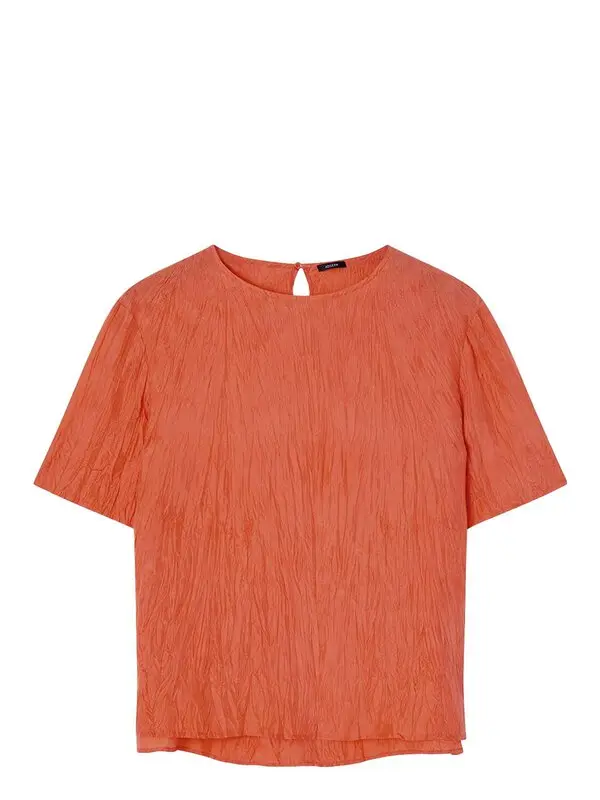 JOSEPH Brunet Crinkled Habotai Silk Top - Sundown