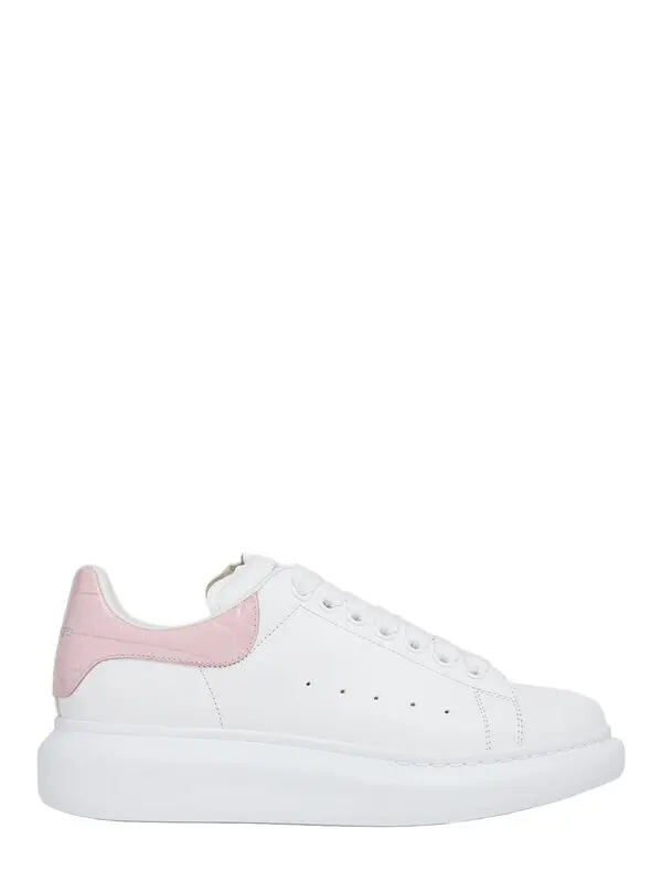 Alexander McQueen Oversized Snakeskin-embossed Leather Sneakers - 9052 White Pink