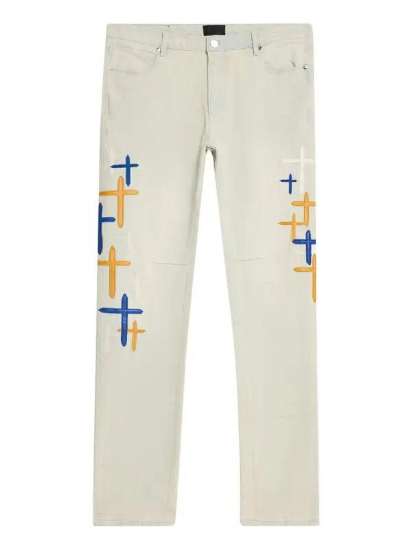 RtA Bryant Embroidered Skinny Jeans - Stormy Sky