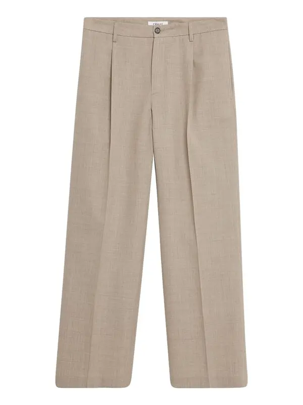 FRAME Wide Leg Wool Trousers - Vintage Khaki