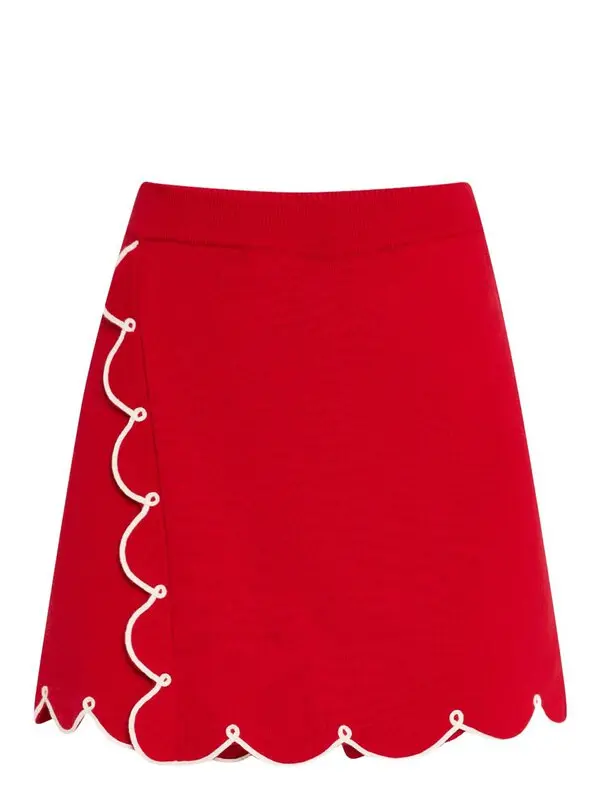 RACHEL ANTONOFF Knit Skort With Scalloped Trim - Red
