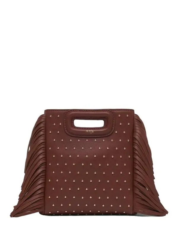 Maje Mini M Studded Leather Bag - Brown
