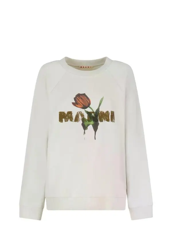 Marni Floral-print Sweatshirt - Neutrals