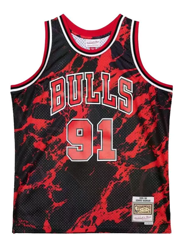 Mitchell & Ness X Nba Chicago Bulls 1997 Dennis Rodman Team Marble Swingman Tank Top - Black