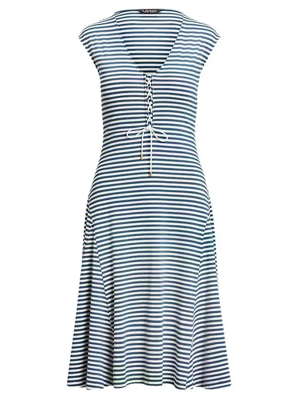 Ralph Lauren Striped V-neck Dress - Blue