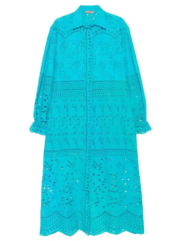 Ermanno Scervino Broderie-anglaise Midi Dress - Blue