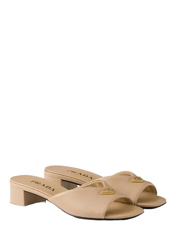 Prada Padded Nappa Leather Sandals - Sand Beige
