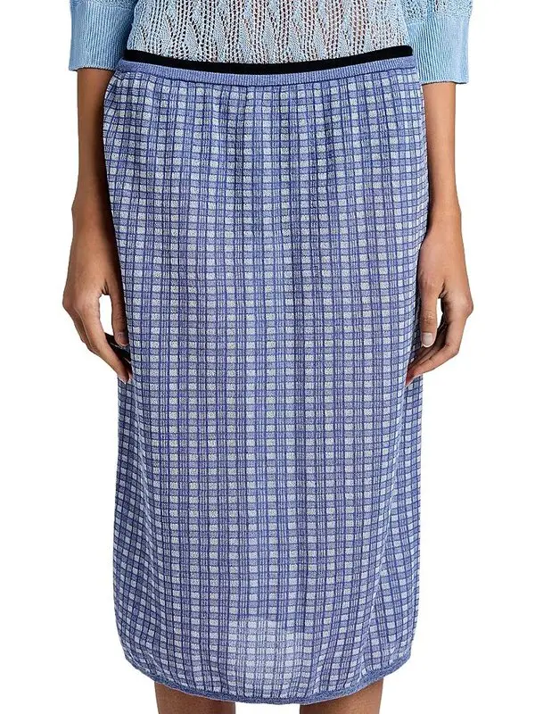 Proenza Schouler White Label Plaid Knit Skirt - Off White/denim