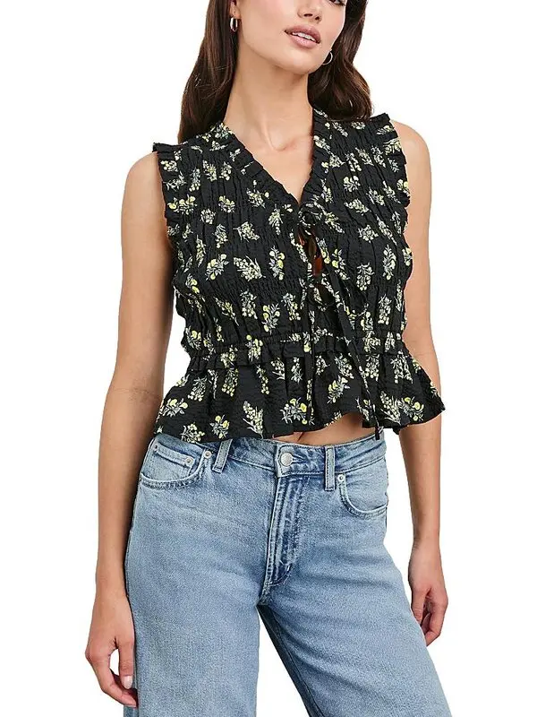 Rails Martine Crinkled Cropped Top - Dark Amary