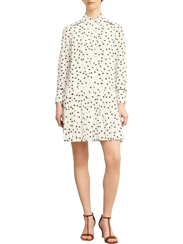 HOBBS LONDON Francesca Dot Print Dress - Ivory Brown