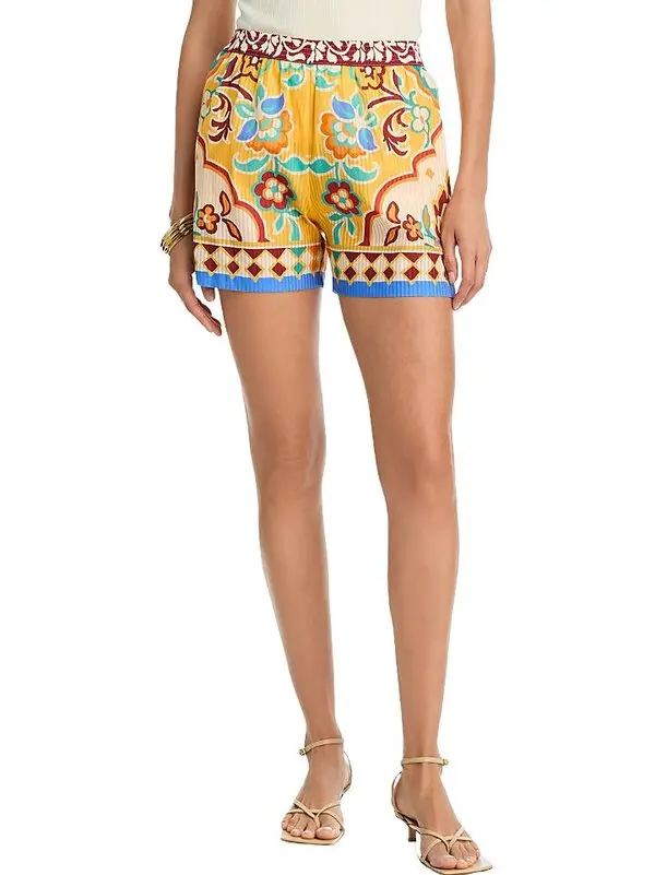 Etro Printed Cotton-silk Shorts - Print On Yellow
