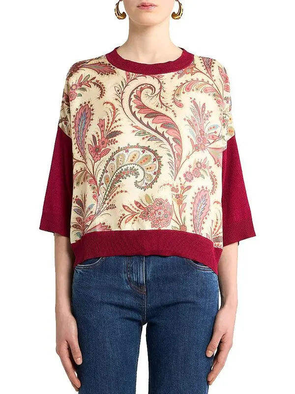 Etro Printed Silk Panel Sweater - Print On W