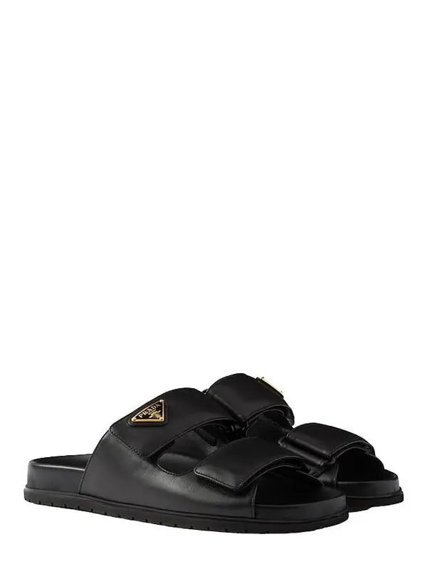 Prada Nappa Leather Slides - Black