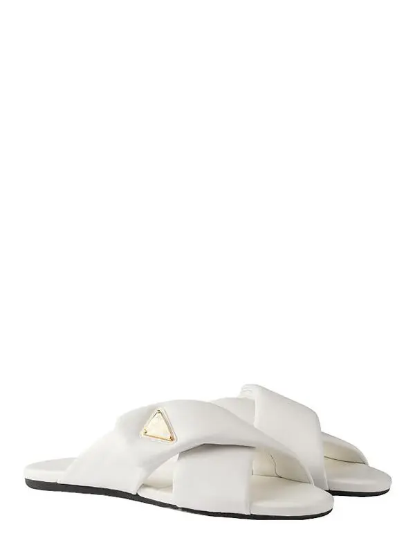 Prada Padded Nappa Leather Slides - White