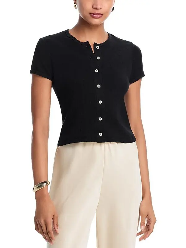LESET Pointelle Top - Black