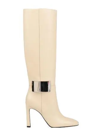 SERGIO ROSSI Leather Boots With Appliqués - Beige