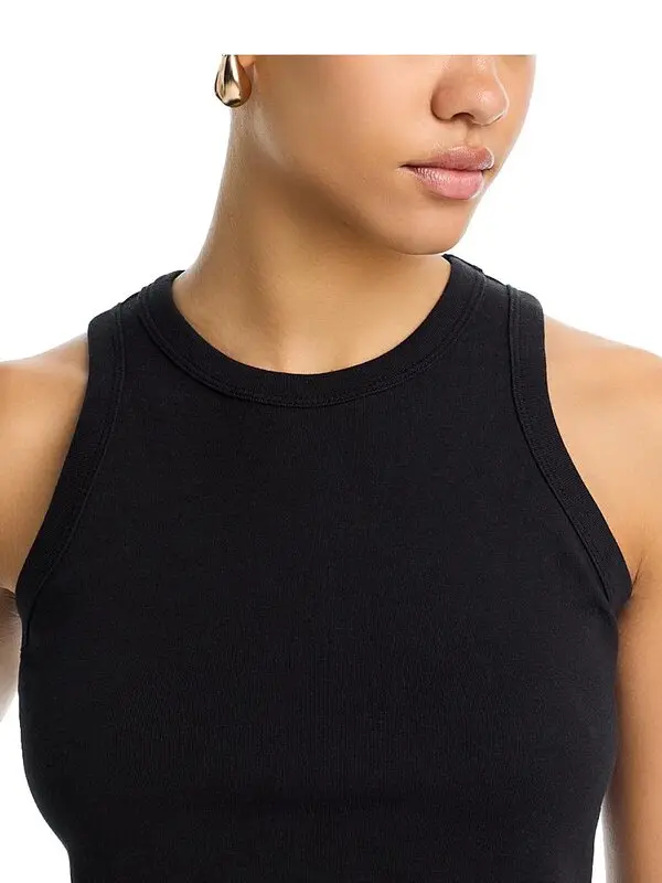 LESET Nando High Neck Cotton Tank Top - Black