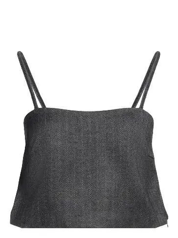 VICOLO Sleeveless Herringbone Flannel Top - Grey