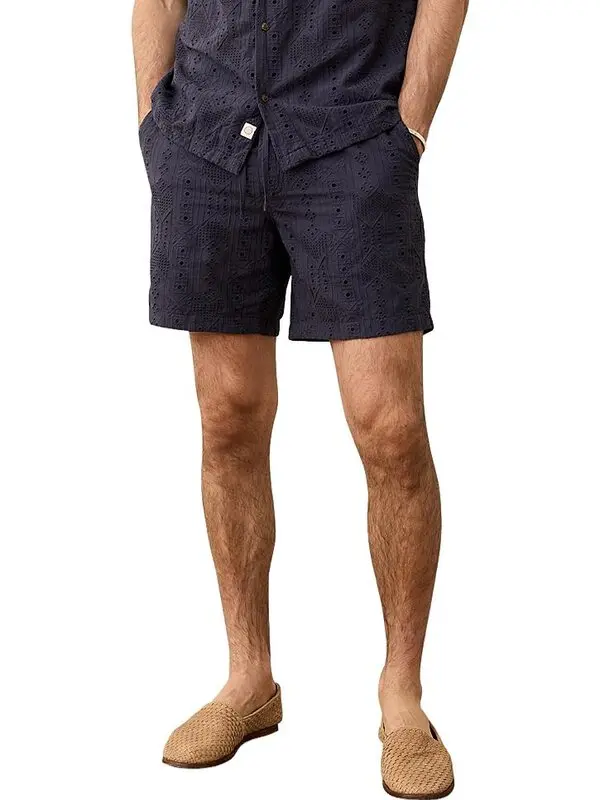 Marine Layer Regular Fit Eyelet 6" Shorts - India Ink