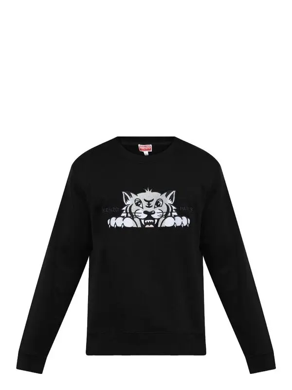 Kenzo Sweater With Tiger Graphic - Black
