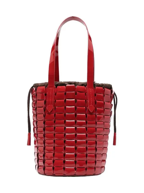 Dragon Diffusion Patent Leather Bucket Bag - Red