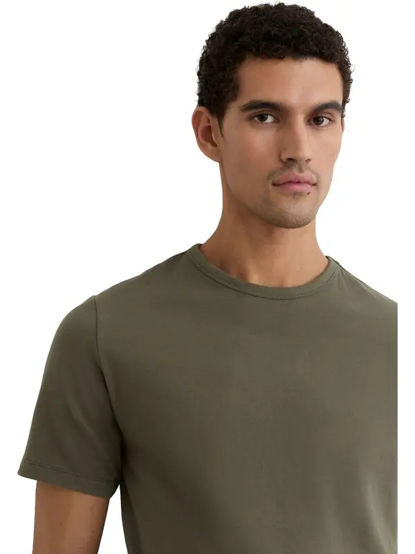REISS Joe Stretch-cotton Crew-neck T-shirt - Khaki Green
