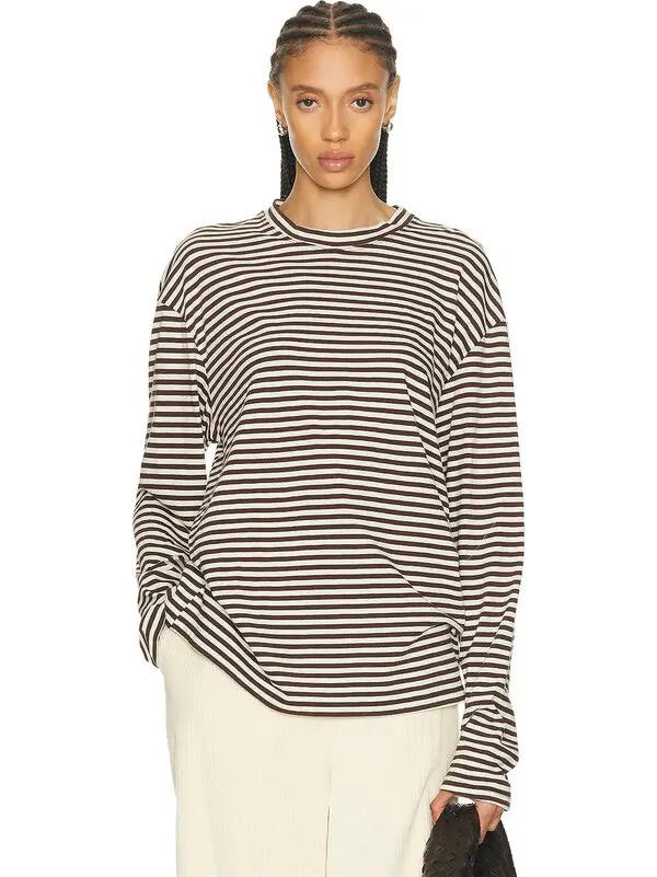 Sprwmn Long Sleeve Oversized Tee - Americano Stripe
