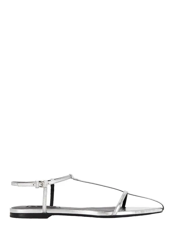 JIL SANDER Flat Sandal In Metallic - Sky Grey