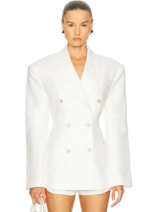 Ronny Kobo Cosette Double-breasted Blazer - White