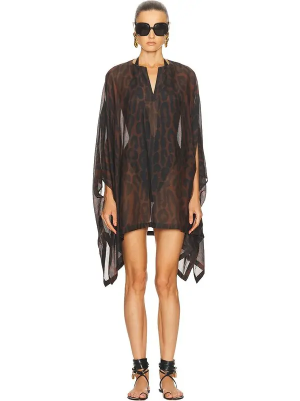 TOM FORD Printed Ocelot Short Kaftan - Brown & Black