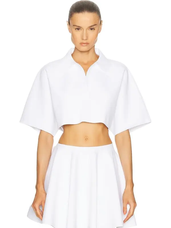 Alaïa Crop Polo Top - Blanc