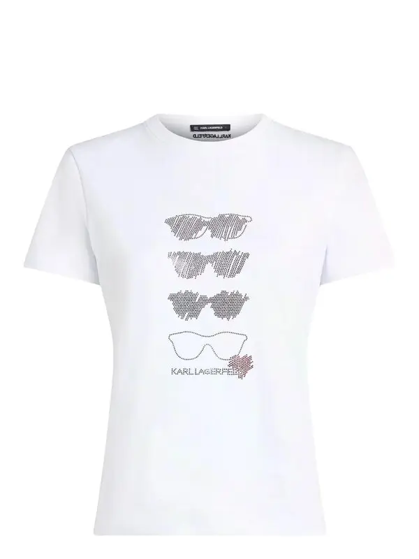 Karl Lagerfeld Rhinestone Sunglasses T-shirt - White