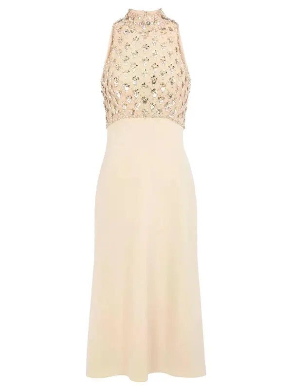 Jenny Packham Aurelia Halterneck Midi Dress - Neutrals