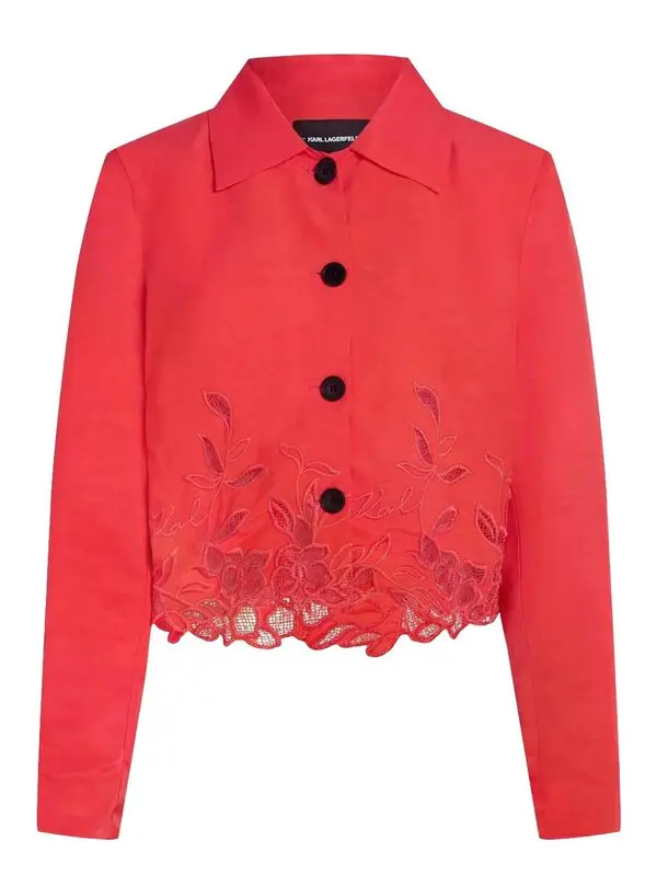 Karl Lagerfeld Embroidered Cropped Jacket - Red