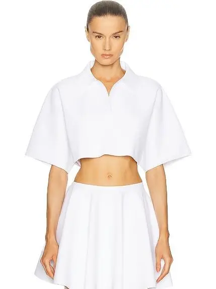 Alaïa Crop Polo Top - Blanc