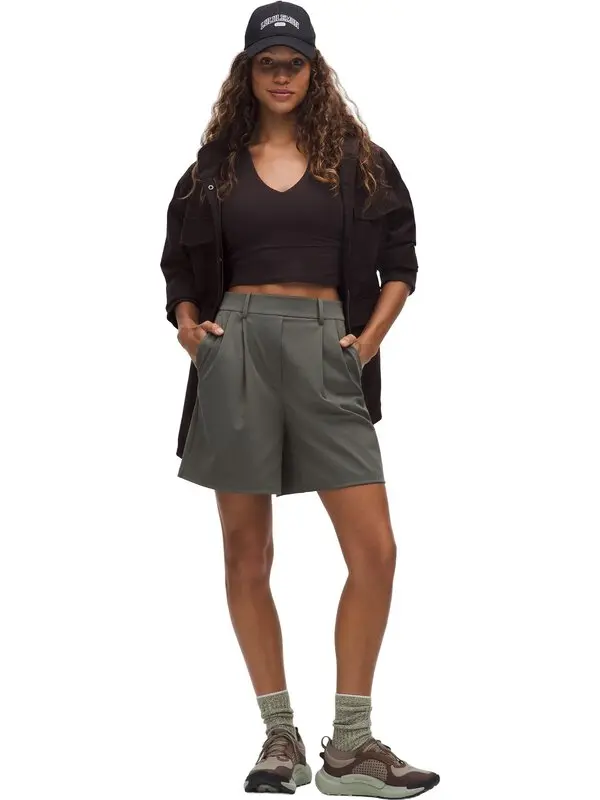 Lululemon Daydrift Pleated High-rise 7" Short - Palm Deco