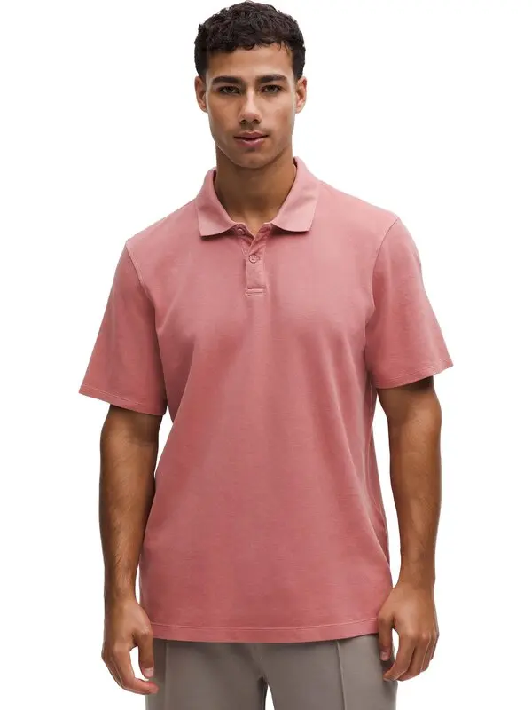 Lululemon Cotton Pique Short-sleeve Polo Shirt - Dilute Wash Cinder Rose