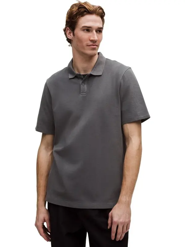 Lululemon Cotton Pique Short-sleeve Polo Shirt - Dilute Wash Graphite Grey