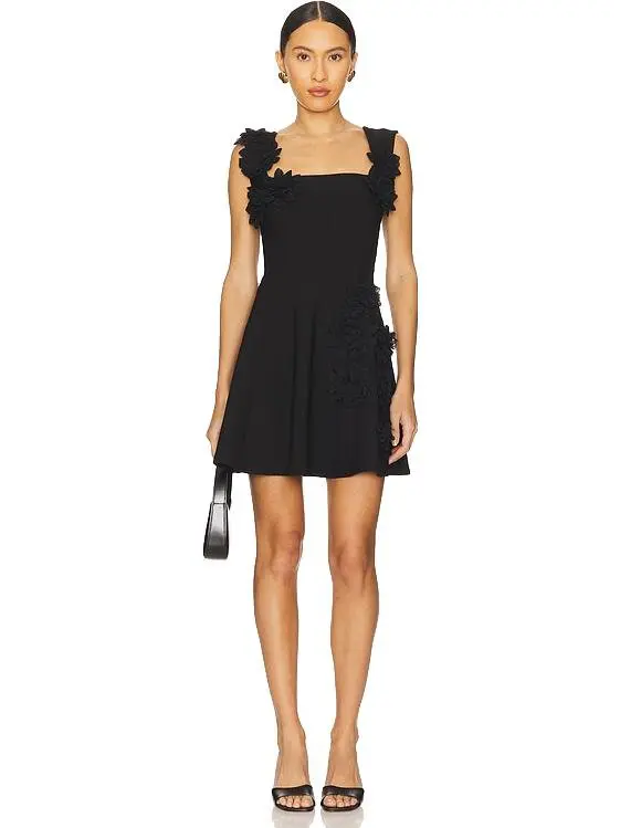 ELLIATT Jada Mini Dress With 3d Floral Accents - Black