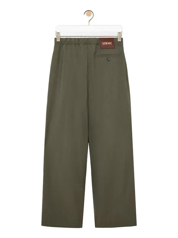 Loewe Drawstring Wool Trousers - Khaki Green