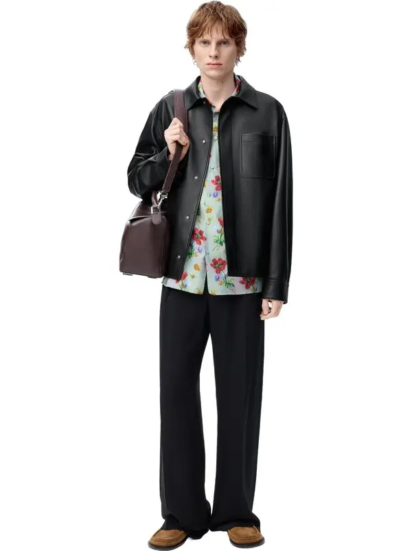 Loewe Overshirt In Nappa Lambskin - Black