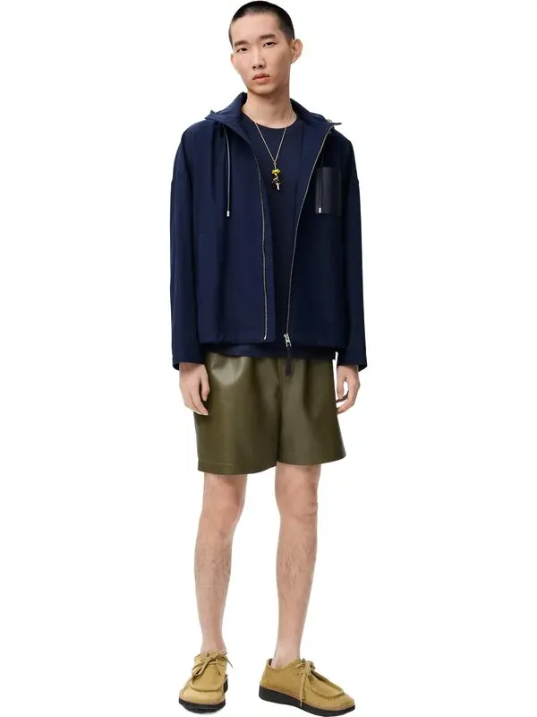Loewe Cotton Twill Hooded Jacket - Navy/beige
