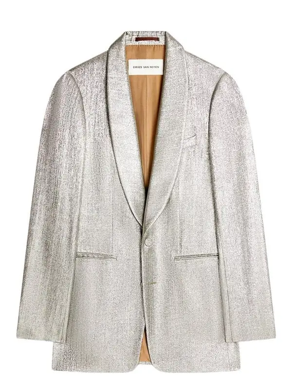 Dries Van Noten Slim Fit Blazer Silver - Camel