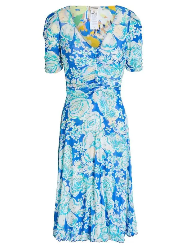 Diane Von Furstenberg Koren Reversible Floral-print Mesh Dress - Azure