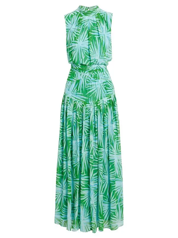 Diane Von Furstenberg Printed Chiffon Maxi Dress - Green