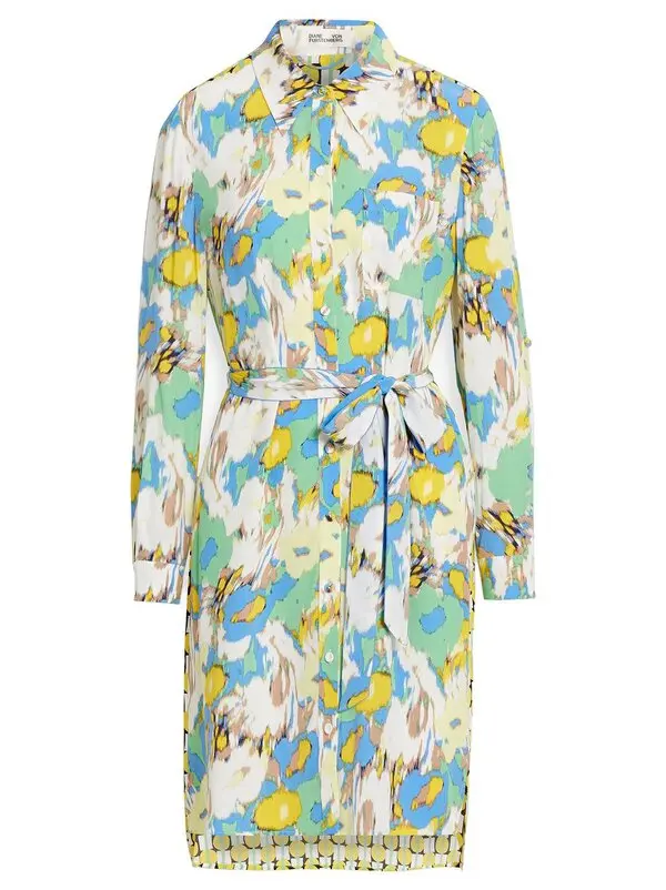 Diane Von Furstenberg Prita Printed Crepe Shirt Dress - Mint